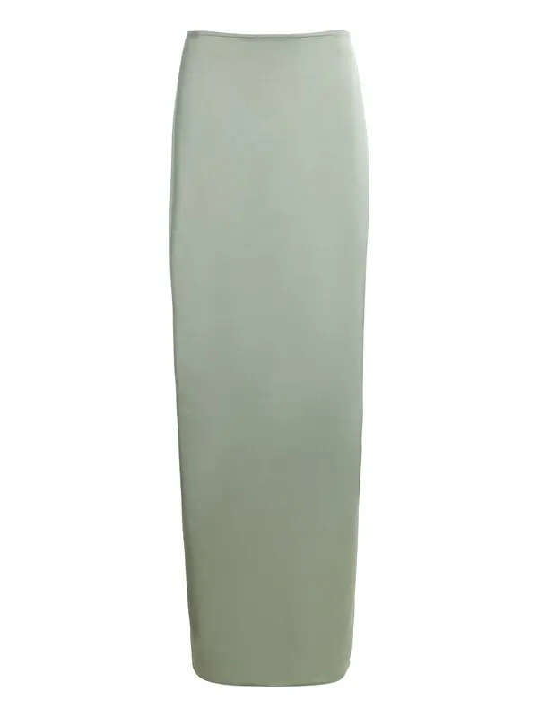 THE NEW ARRIVALS ILKYAZ OZEL Satin Maxi Skirt - Green