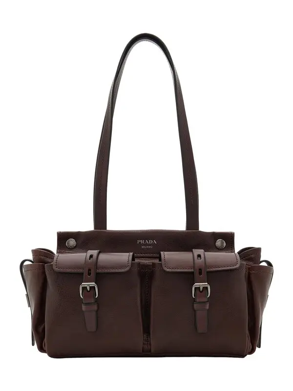 Prada Medium Leather Tote Bag - Brown