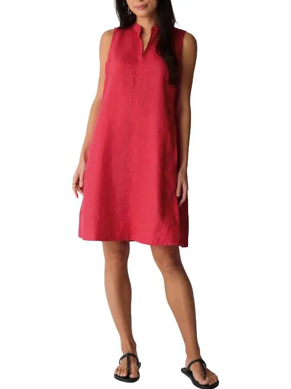 Eileen Fisher Split Neck Organic Linen Shift Dress - Grenadine