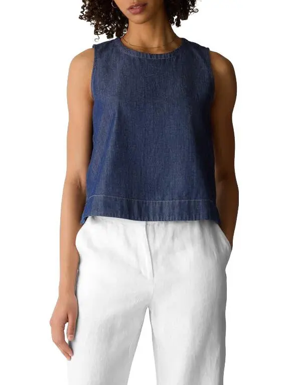 Eileen Fisher Organic Cotton Sleeveless Shell - Dark Indigo