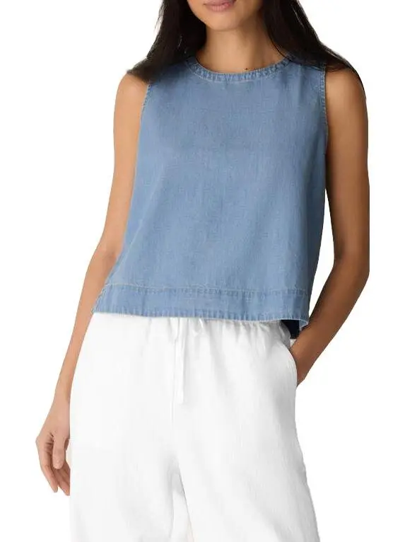 Eileen Fisher Organic Cotton Sleeveless Shell - Light Wash