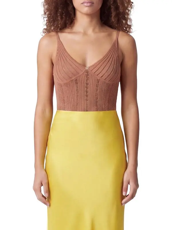 Elisabetta Franchi Ribbed Knit Bodysuit - Brown
