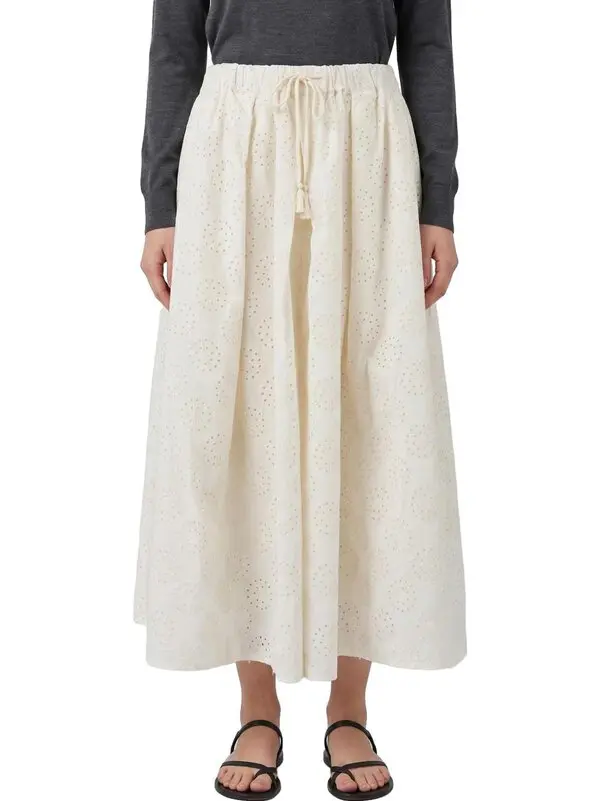 Comme Des Garçons Embroidered Midi Skirt - White