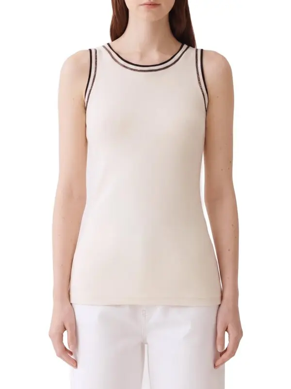 Fabiana Filippi Ribbed Knit Tank Top With Embellished Trim - Butter