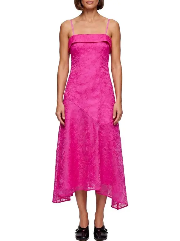 GANNI Embellished Midi Dress - Raspberry
