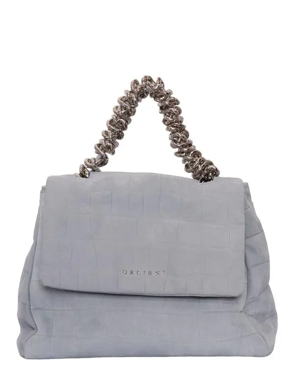 Orciani Sveva Handbag In Crocodile Print Calfskin Leather - Gnawed Blue