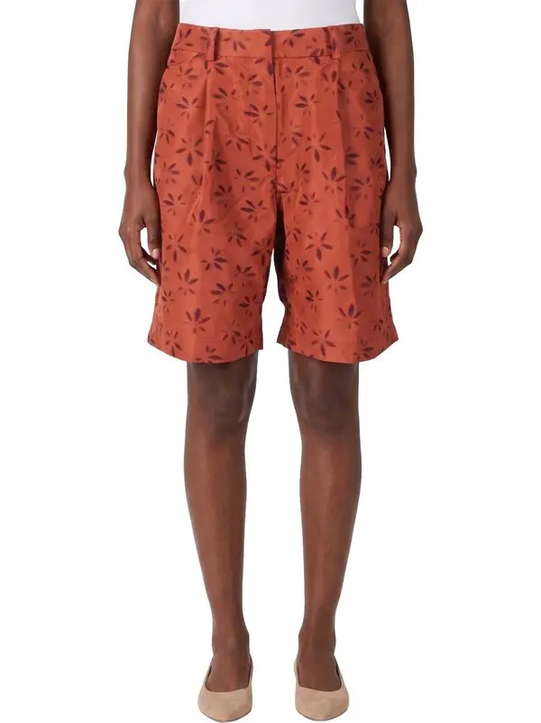 K-WAY Printed Pleated Shorts - Brown