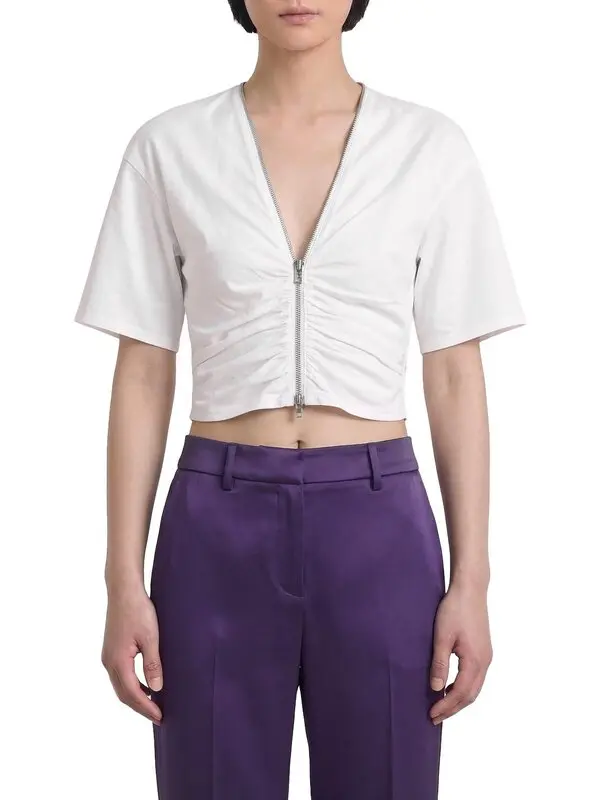 Alexander Wang Cropped Zip-up Top - White
