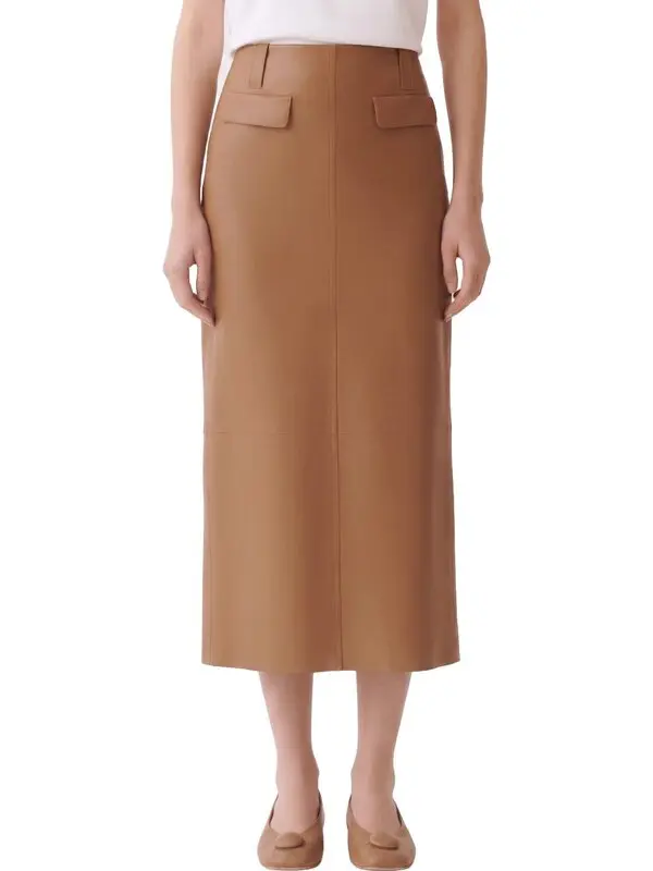 Fabiana Filippi Leather Midi Skirt - Natural