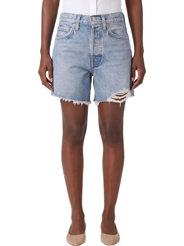AGOLDE Shorts With Distressed Details - Denim