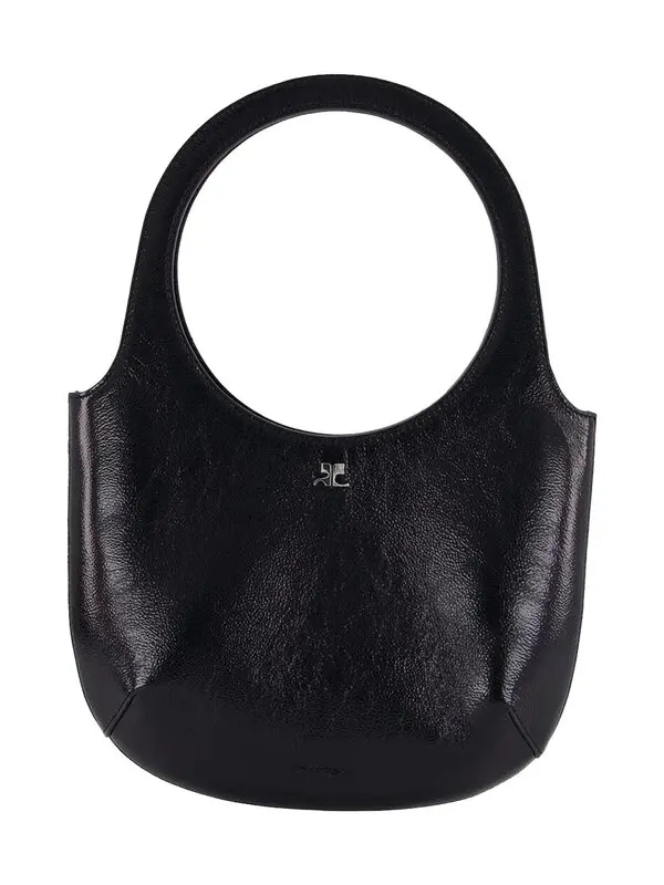 COURREGES Holy Leather Shoulder Bag - Black 1