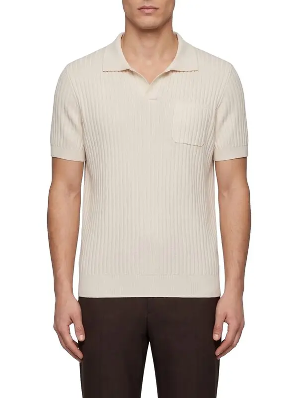 ROBERTO COLLINA Knitted Polo Shirt - Ecru