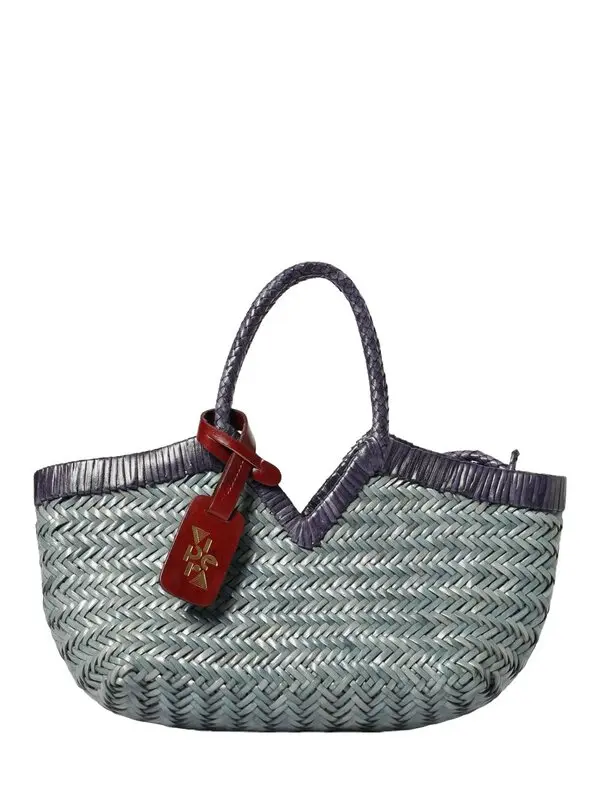 VIPERA Woven Handbag With Braided Top Handle - Blue