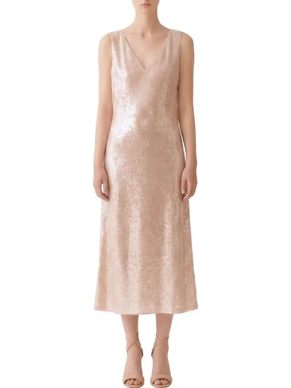 Fabiana Filippi Sequin Midi Dress - Nude