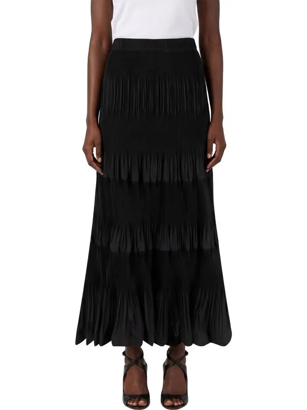 MEIMEIJ Pleated Tiered Maxi Skirt - Black