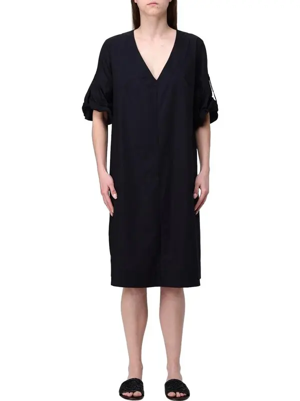 FAY Midi Dress With Puff Sleeves - Black