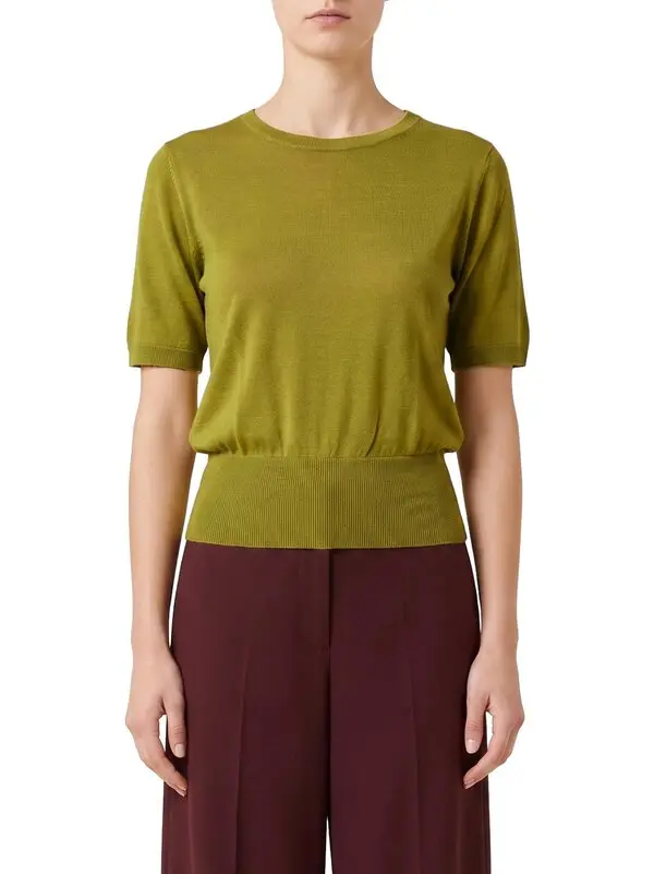 Extreme Cashmere Crew Neck Short Sleeve Pullover - Green