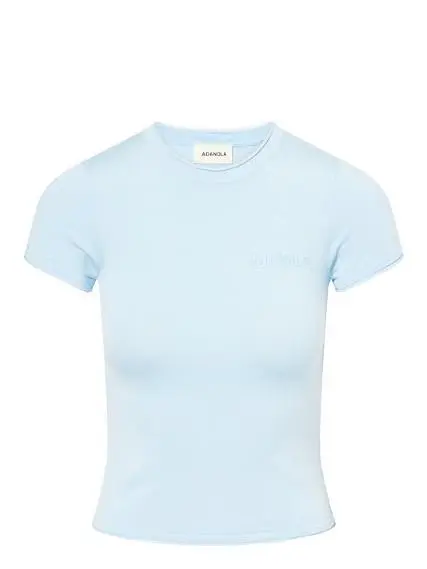 ADANOLA Varsity Knit Crewneck T-shirt - Light Breeze Blue