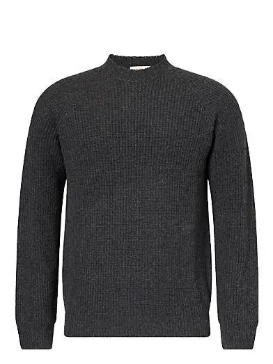 John Smedley Oxnard Crewneck Cashmere And Wool-blend Jumper - Dark Ash