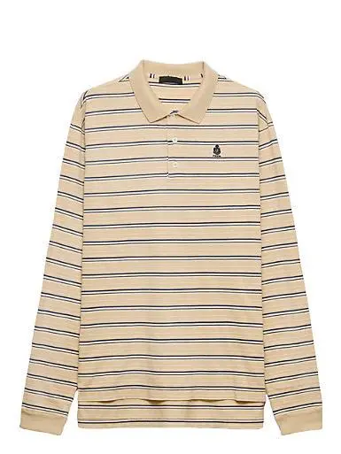 Prada Striped Cotton Pique Polo Shirt - Neutral