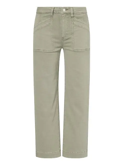 Paige Quincy Ankle Length Mid Rise Stretch Cotton Blend Trousers - Vintage Ivy Green
