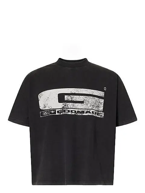GODMADE Graphic-print Cotton T-shirt - Washed Black