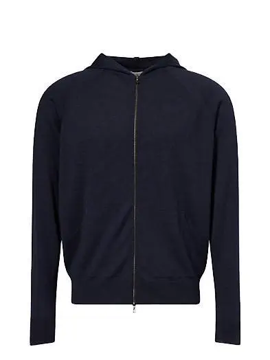 John Smedley Carty Zip-up Merino-wool Hoody - Midnight