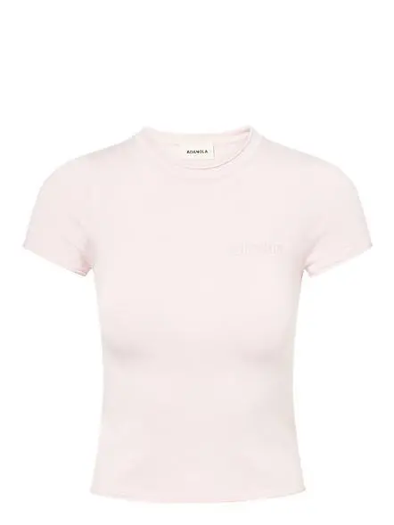 ADANOLA Varsity Knit Crewneck T-shirt - Pink