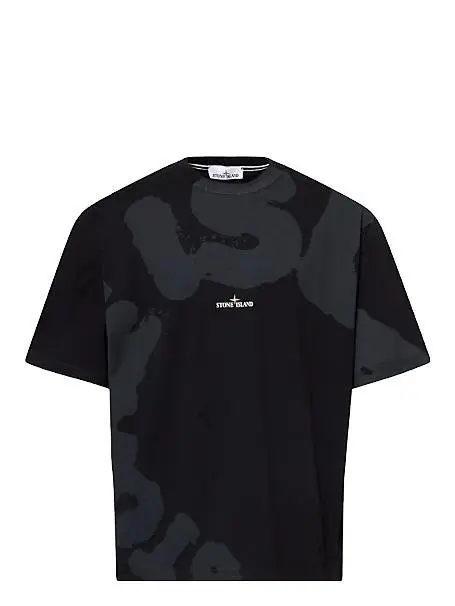 Stone Island Whirlwind Logo Cotton T-shirt - Black