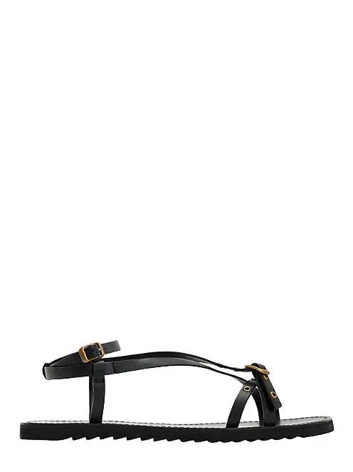 ALLSAINTS Tyla Eyelet Leather Sandals - Black