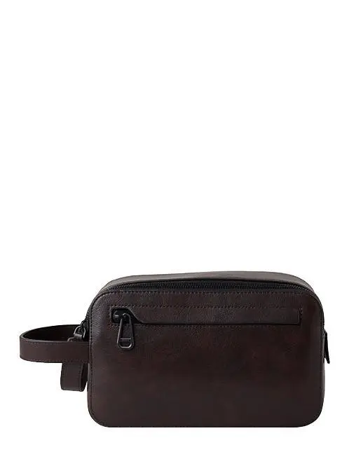 Mulberry Double-zip Leather Wash Bag - Dark Chocolate