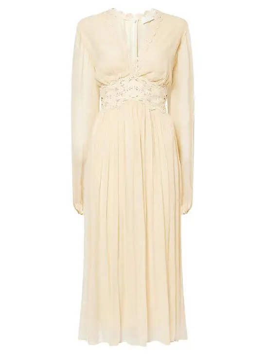 Zimmermann Luna Embroidered Woven Midi Dress - Cream