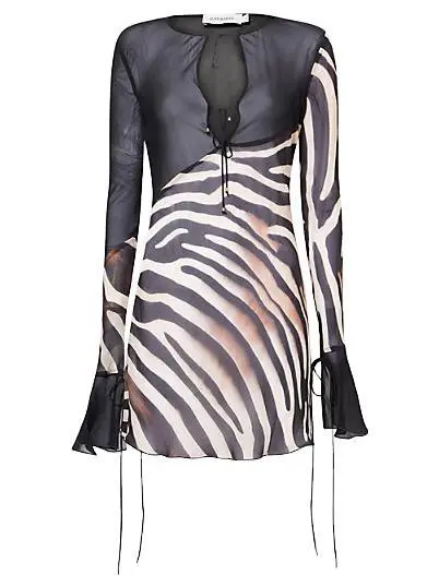 RAT AND BOA Sabine Printed Sheer Mini Dress - White
