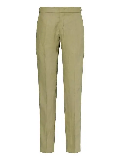 Orlebar Brown Tapered-leg Linen Trousers - Herbal Green