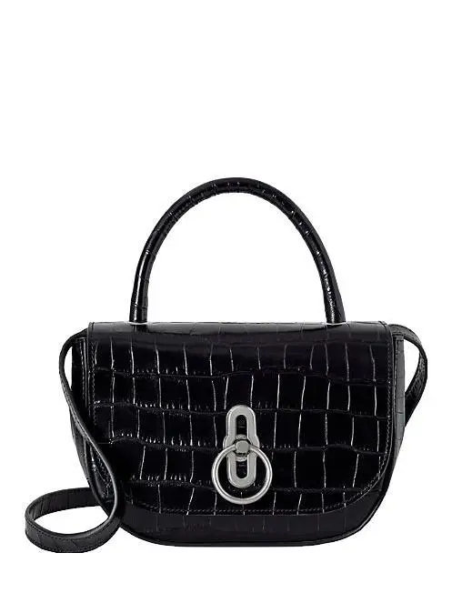 Mulberry Amberley Small Croc-leather Top-handle Bag - Black