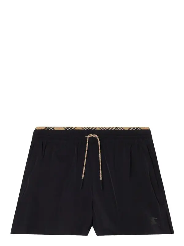 Burberry Stretch Nylon Shorts With Archive Check Taping - Black