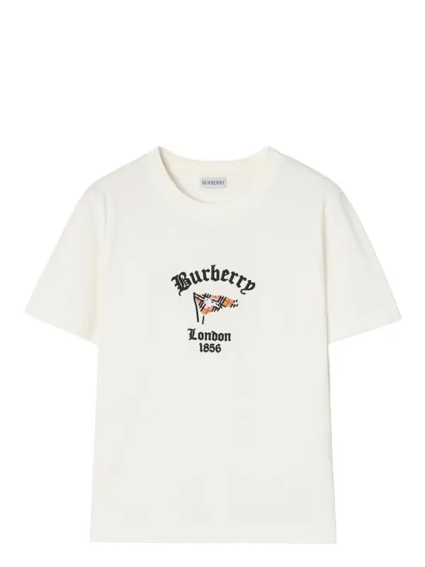 Burberry Check Flag Cotton T-shirt - Chalk