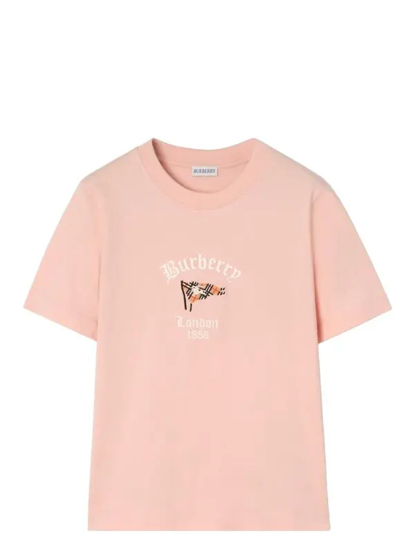 Burberry Check Flag Cotton T-shirt - Compact Pink