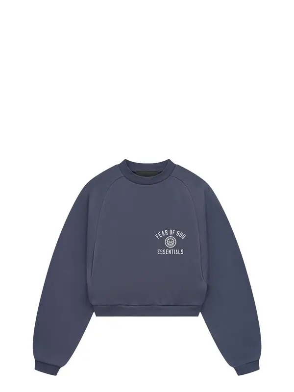 Fear Of God Fleece Cropped Crewneck - Blue