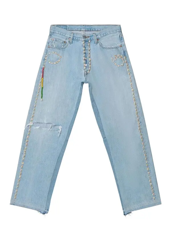 BARRIERS Cowrie Shell Denim Jeans - Blue