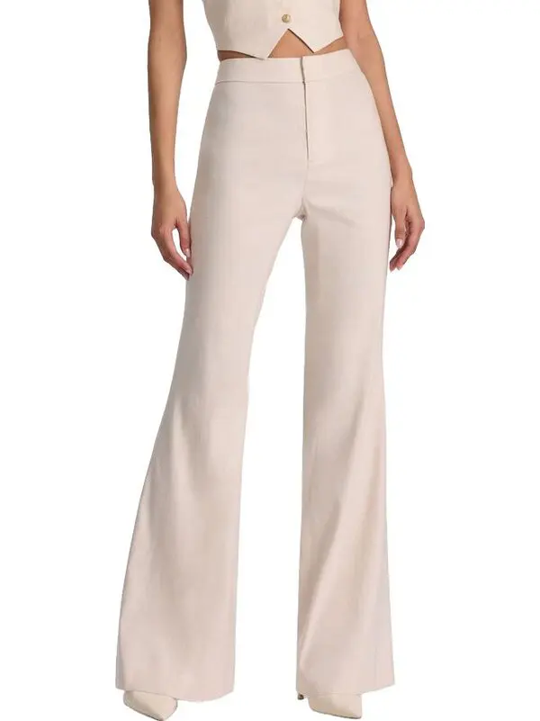 Alice + Olivia Linden Linen Bootcut Trouser - Neutral