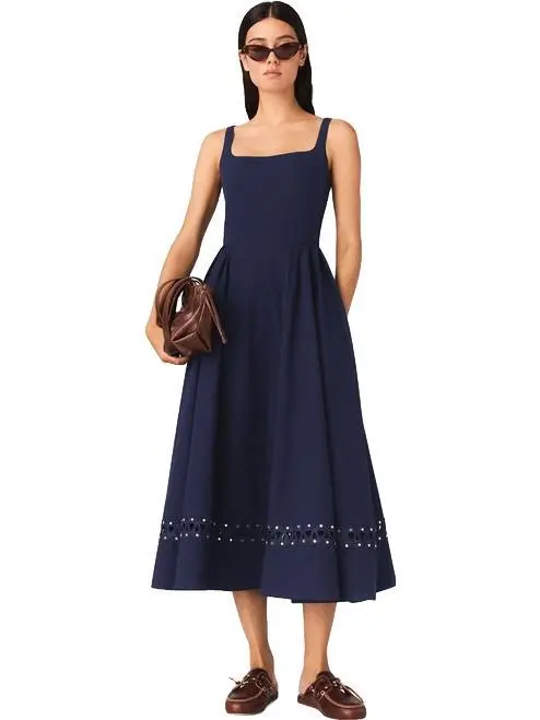 Maje Flared Midi Dress - Black