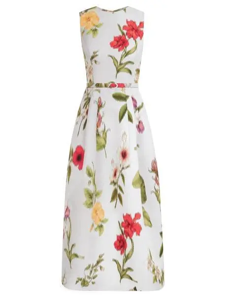 Oscar De La Renta Chiné Dominican -print Faille Dress - Floral