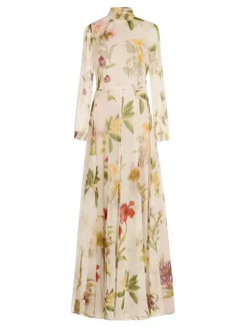Oscar De La Renta Chiné Dominican Mixed-print Silk Chiffon Gown - Floral