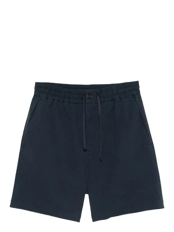 Maison Kitsuné Cotton Seersucker Elasticated Shorts - Blue