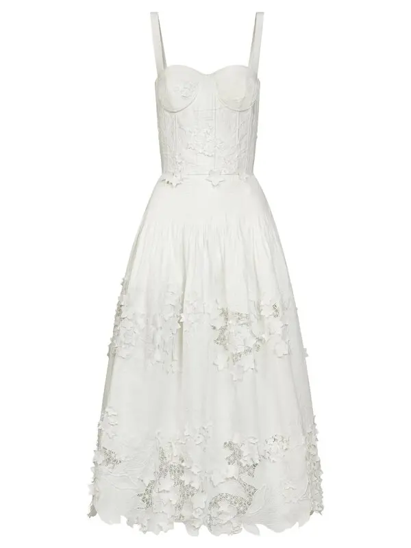 Oscar De La Renta Porcelain Flower Guipure Bustier Dress - One-color