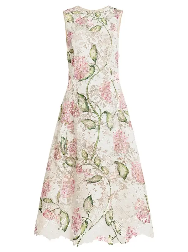 Oscar De La Renta Porcelain Flower Guipure Dress - One-color