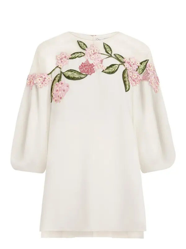 Oscar De La Renta Embroidered Illusion Blouse - One-color