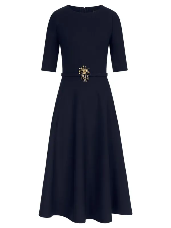Oscar De La Renta Pineapple Belt Wool Dress - One-color