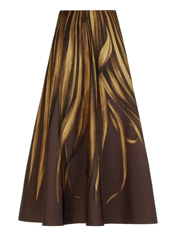 Oscar De La Renta Palm Leaves Faille Skirt - One-color